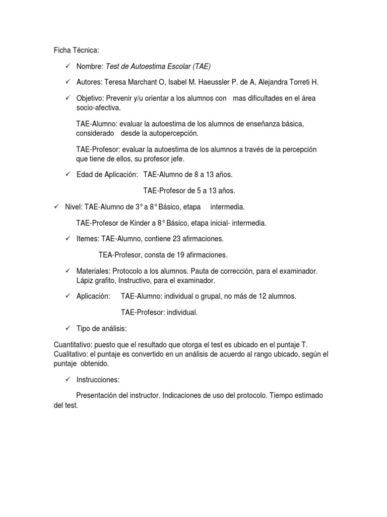 Ficha Tecnica Tae PDF | PDF