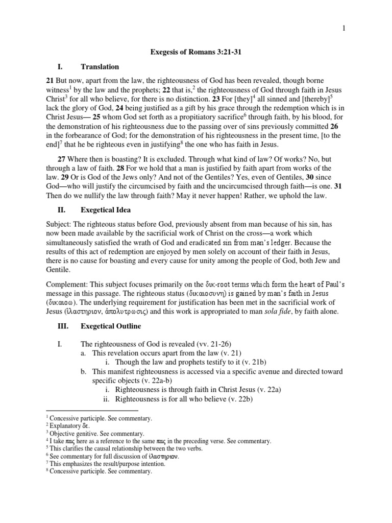 Exegesis of Romans 3v21-31 | PDF | Justification (Theology) | Epistle ...