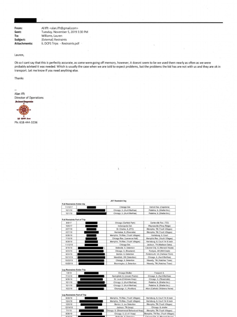 Restraint Log From Jim Stewart Transportation | PDF