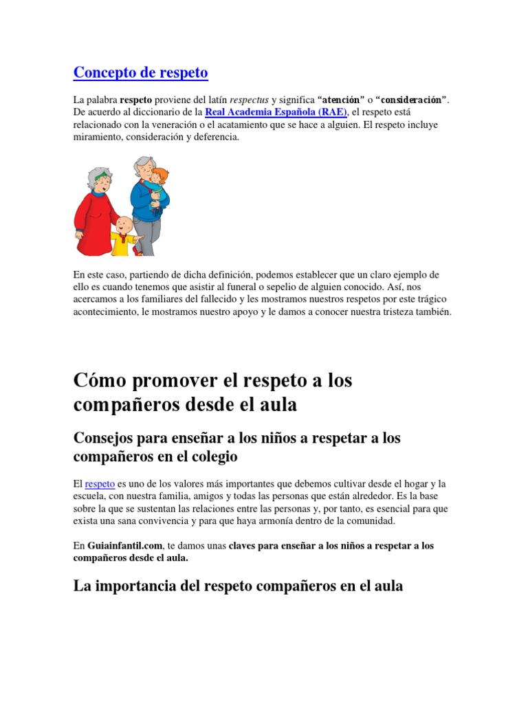Cómo Promover El Respeto A Los Compañeros Desde El Aula | PDF ...