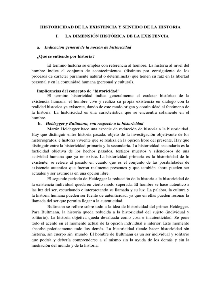 Historicidad de La Existencia y Sentido de La Historia | PDF ...