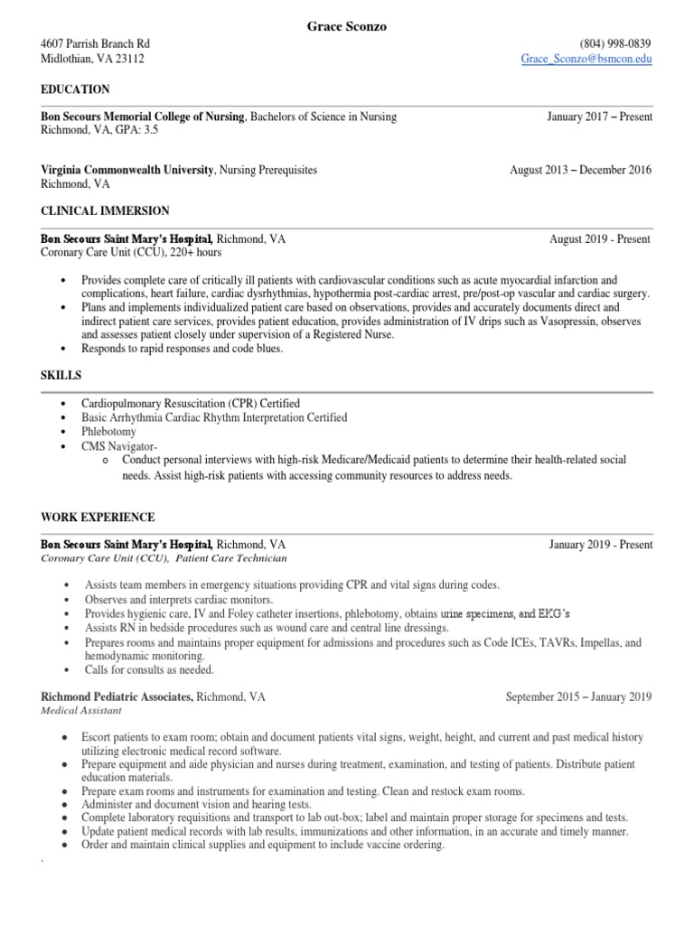 Grace Resume | PDF | Cardiopulmonary Resuscitation | Nursing