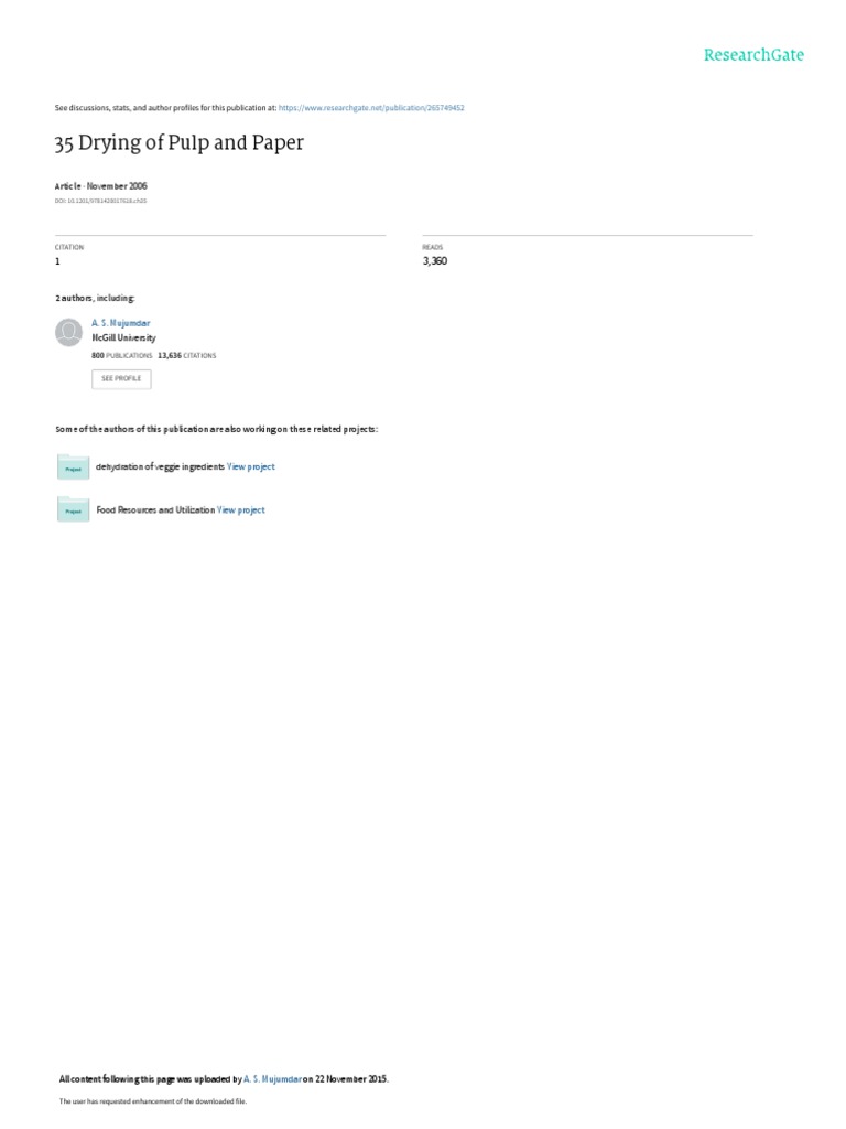 35 Drying of Pulp and Paper | PDF | Evaporation | Paper