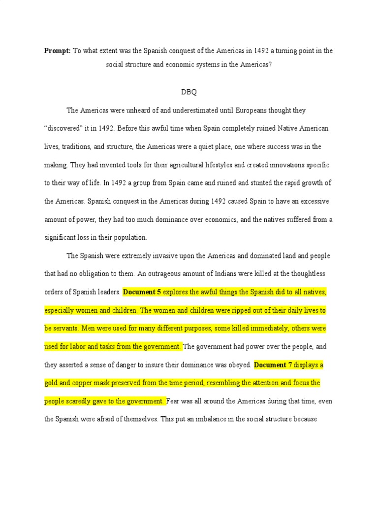 DBQ - Evidence | PDF | Spain | Indigenous Peoples