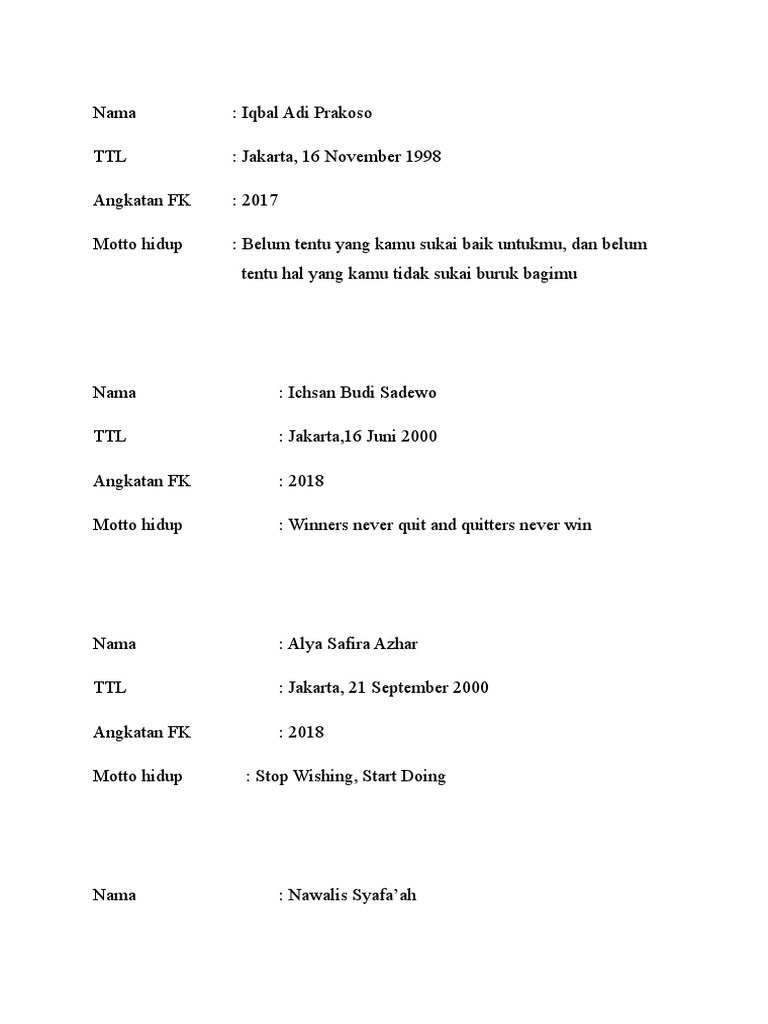 Buku Biodata Biodata Pdf