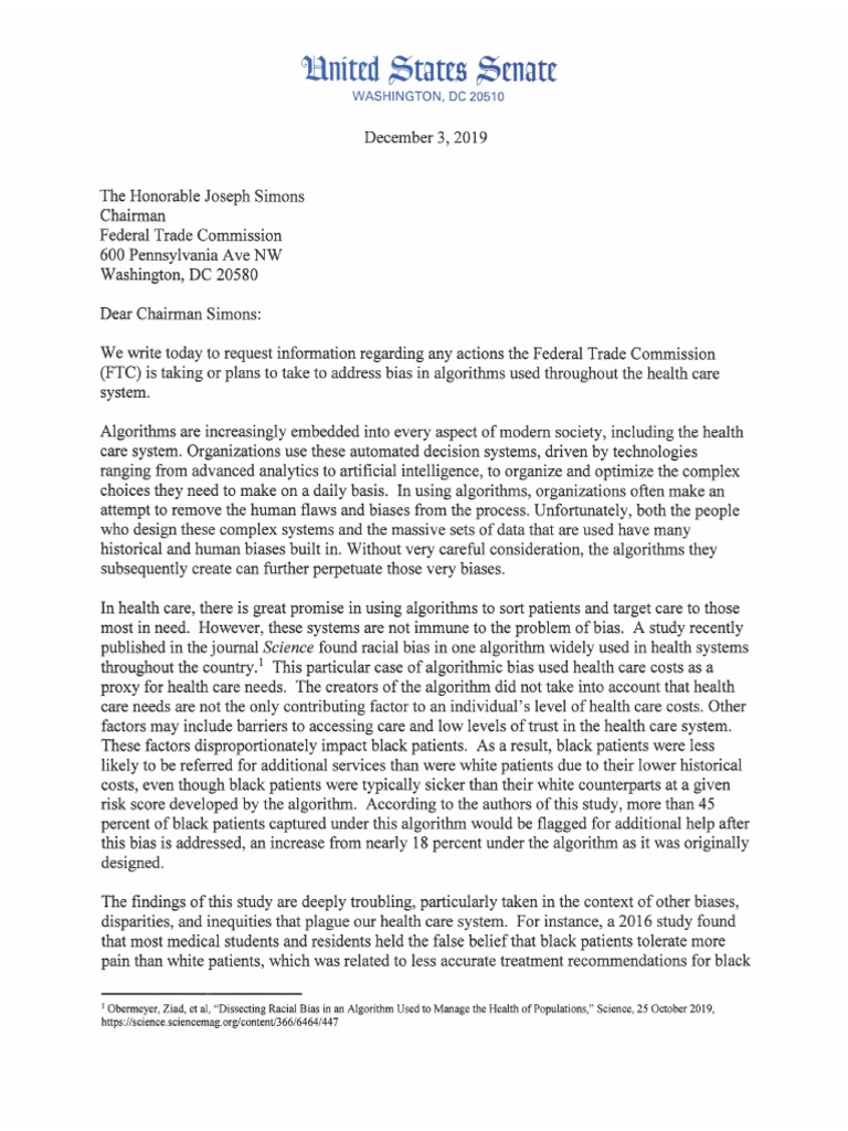 Booker Wyden FTC Letter | PDF