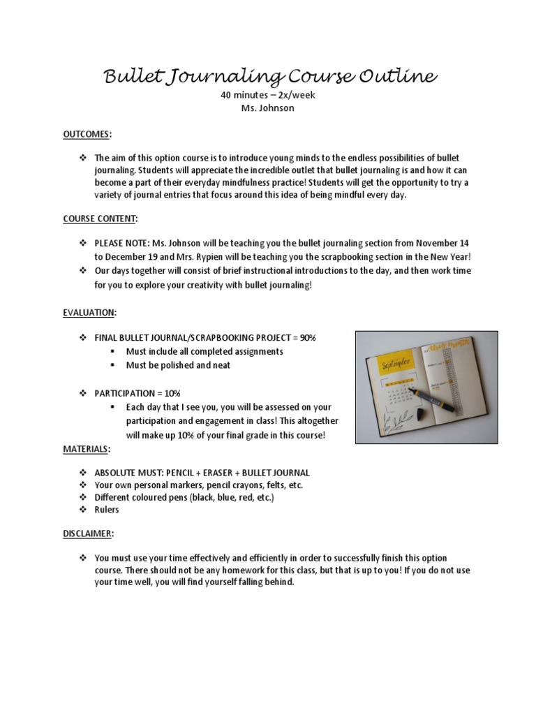 Bullet Journaling Course Outline | PDF