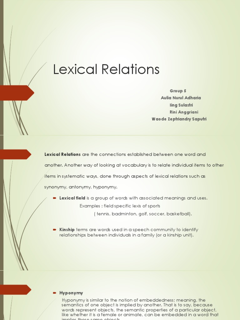 Lexical Relations | PDF | Lexical Semantics | Semantics