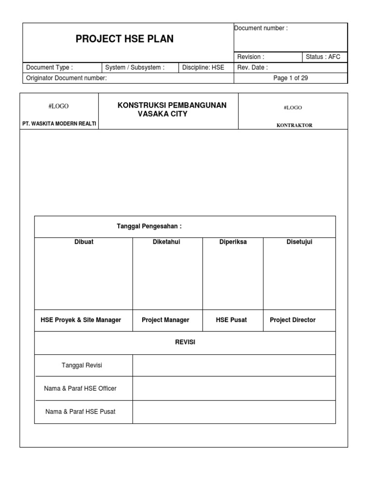 HSE Plan Contoh | PDF | Public Health | Prevention