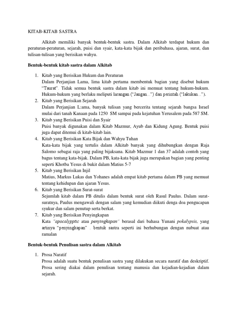 KITAB Kitab Sastra | PDF