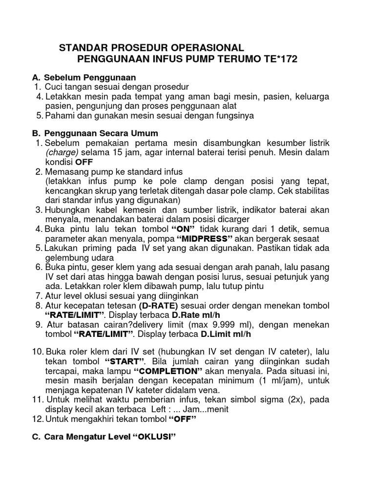 Sop Infus Pump | PDF