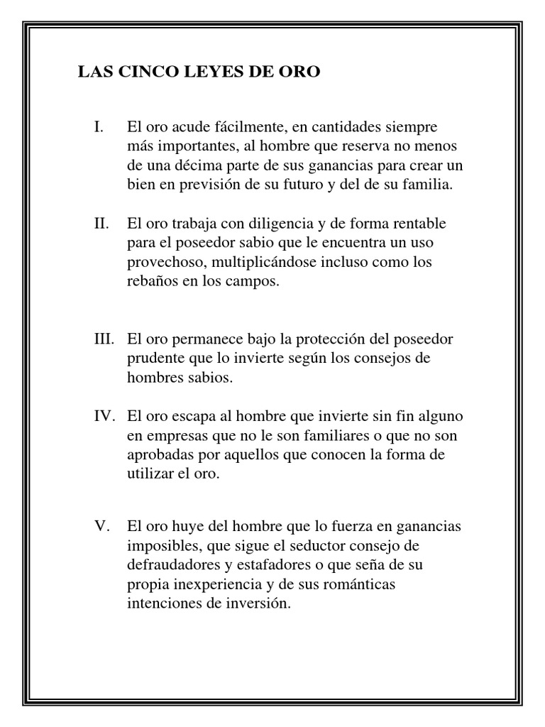 Las Cinco Leyes de Oro | PDF