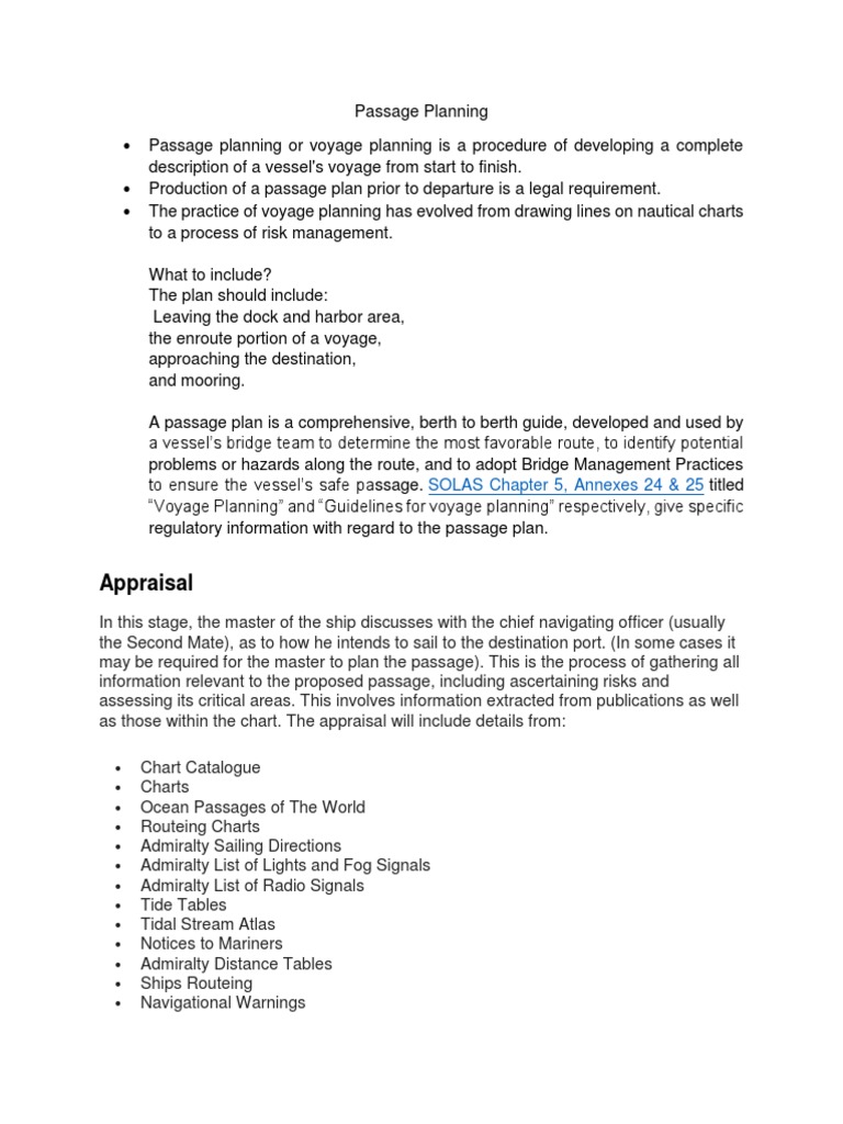 Passage Planning | PDF | Navigation | Water Transport