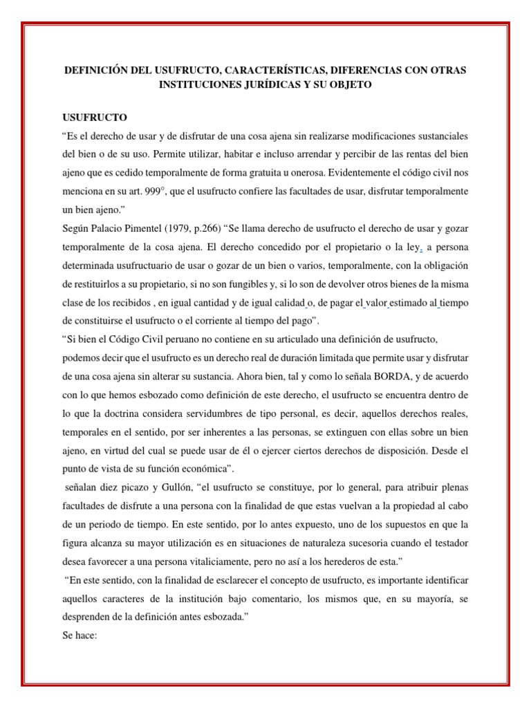 Definición Del Usufructo, Características, Diferencias Con Otras ...