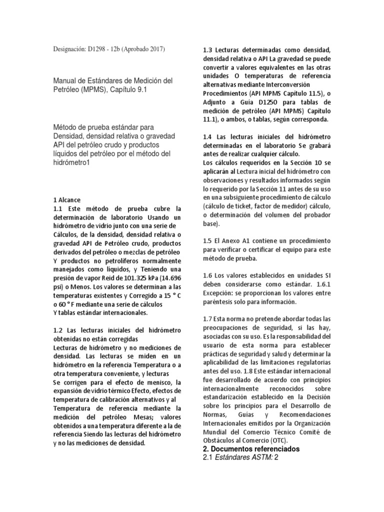 Densidad del Petróleo: Método de Prueba | PDF | Temperatura | Densidad