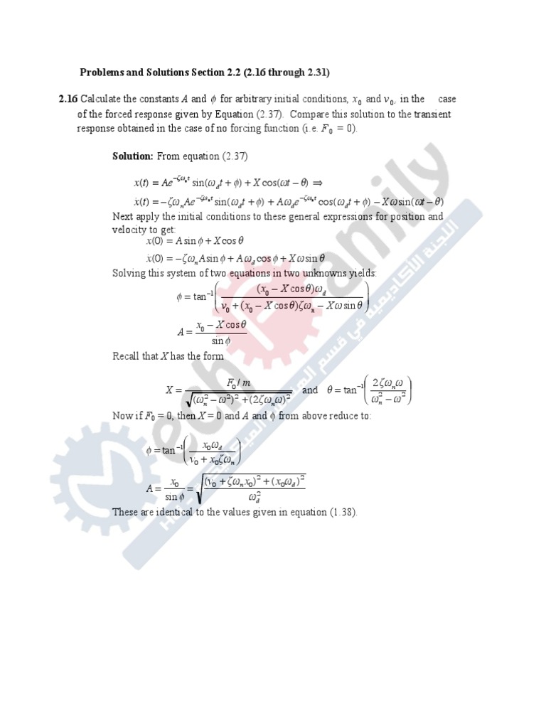 Mechanical Vibration Problems Solutions | PDF | Physics | Mechanics