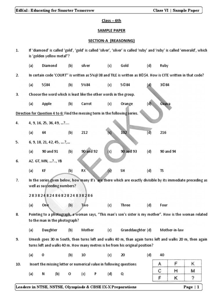 Sample Paper Class 6th | Download Free PDF | Magnetism | Force