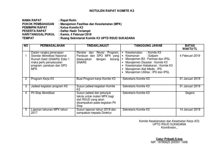 3.4 Rapat k3 Bukti Keg. | PDF