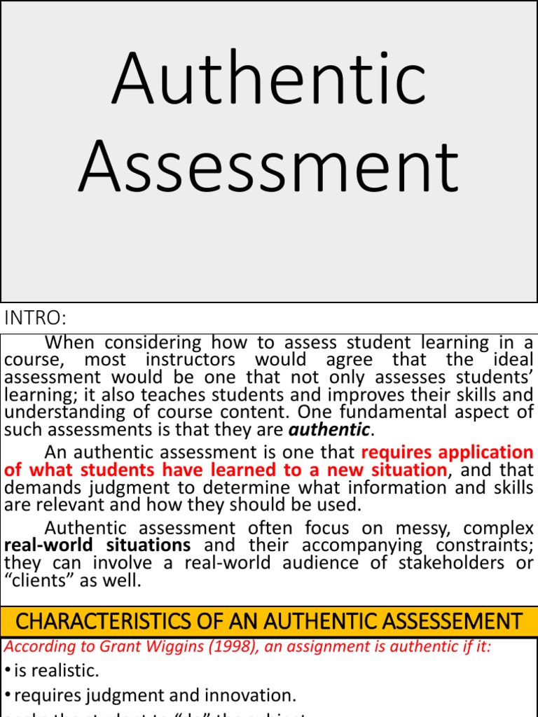 Authentic Assessment | PDF | Rubric (Academic) | Educational Assessment