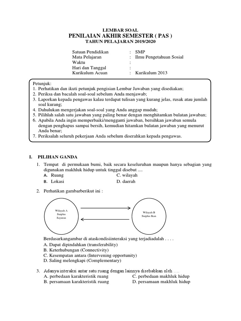 Soal Pas Ips Kelas 7 k13 | PDF