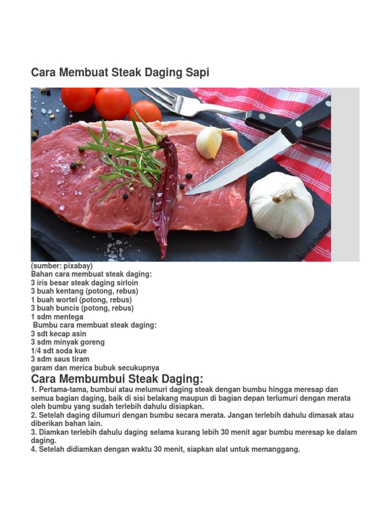 Cara Membuat Steak Daging Sapi | PDF