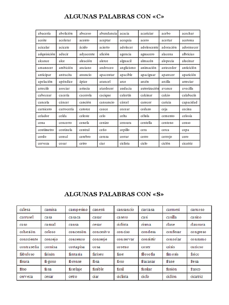 Dictado de C, S y Z | PDF
