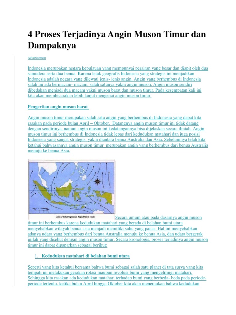 4 Proses Terjadinya Angin Muson Timur Dan Dampaknya | PDF