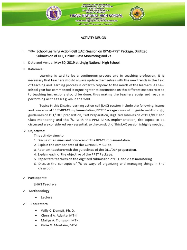 LAC Session on RPMS-PPST Package | PDF | Teachers | Change