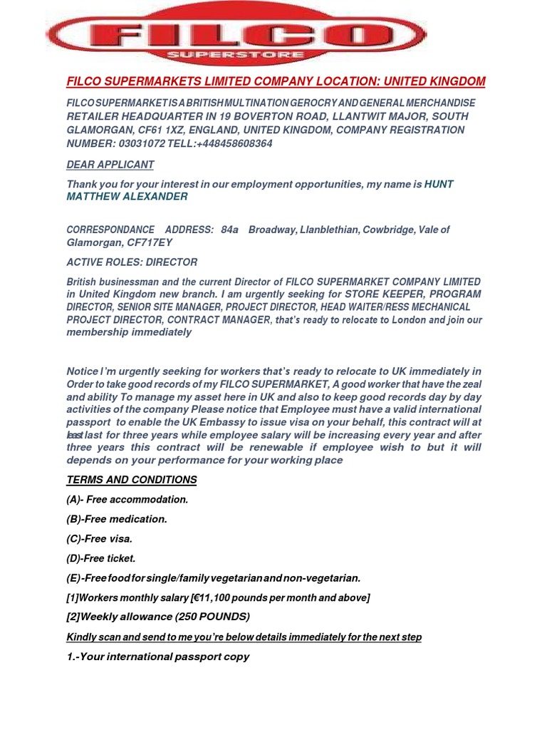 Filco Supermarkets Limited Company Location | PDF