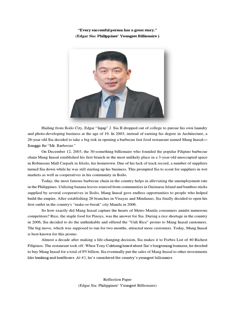 Edgar Sia | Entrepreneurship | Philippines