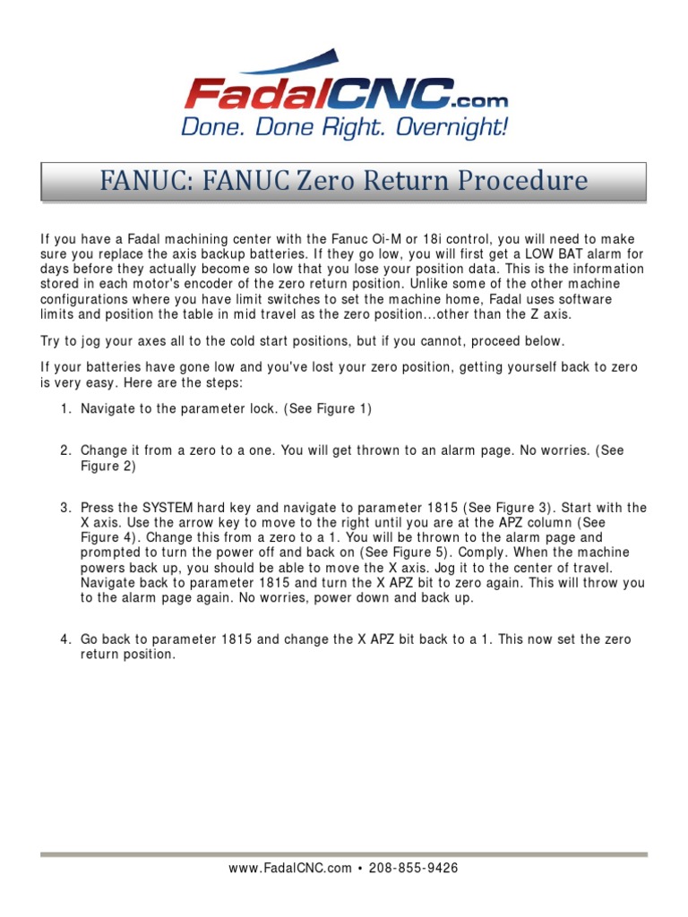 FANUC Zero Return Procedure PDF | PDF | Areas Of Computer Science | Computing