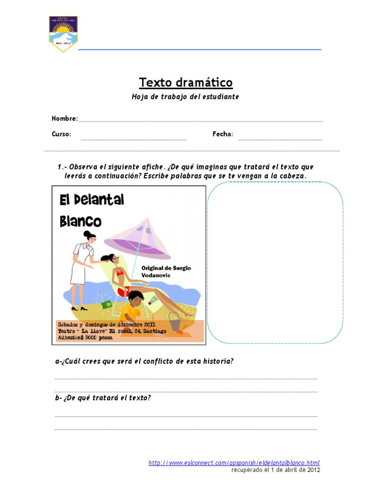 03a Hoja de Trabajo - Estudiante - Texto Dramático | PDF | Teatro