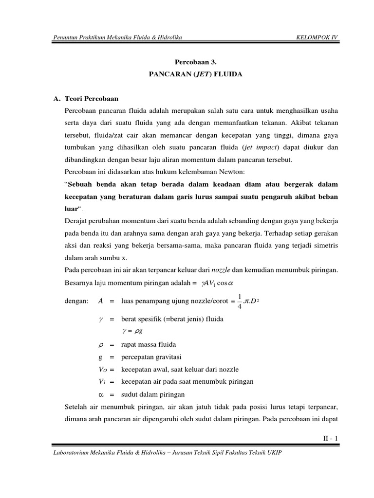Pancaran Jet Fluida | PDF | Metode & Bahan Ajar | Sains & Matematika