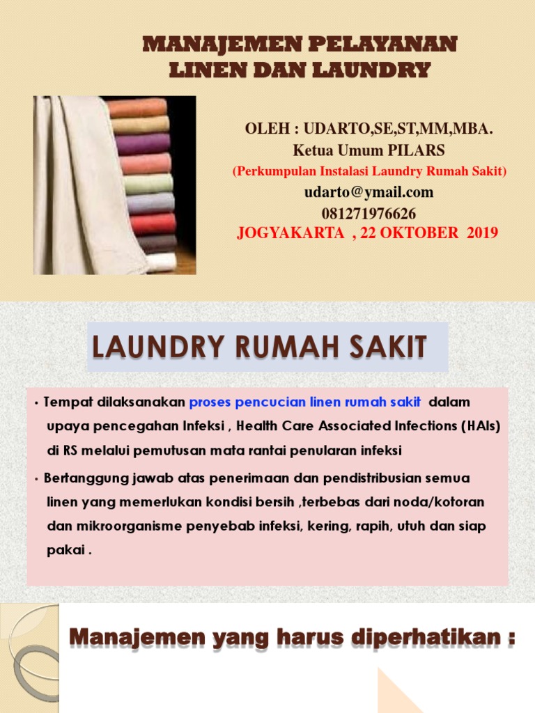 5 MANAJEMEN LINEN DAN LAUNDRY - Udarto | PDF | Griya & Taman