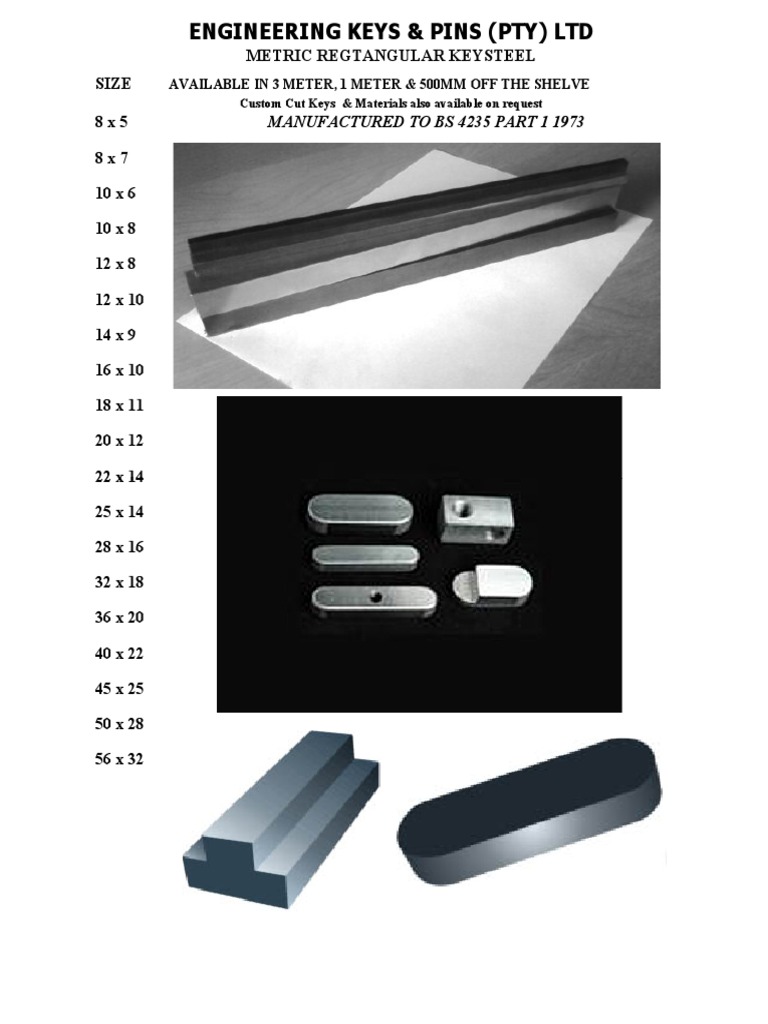 Engineering Keys and Pins Boksburg South Africa | PDF