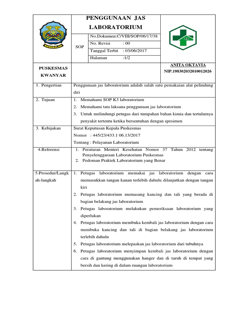 Prosedur Penggunaan Jas Laboratorium | PDF