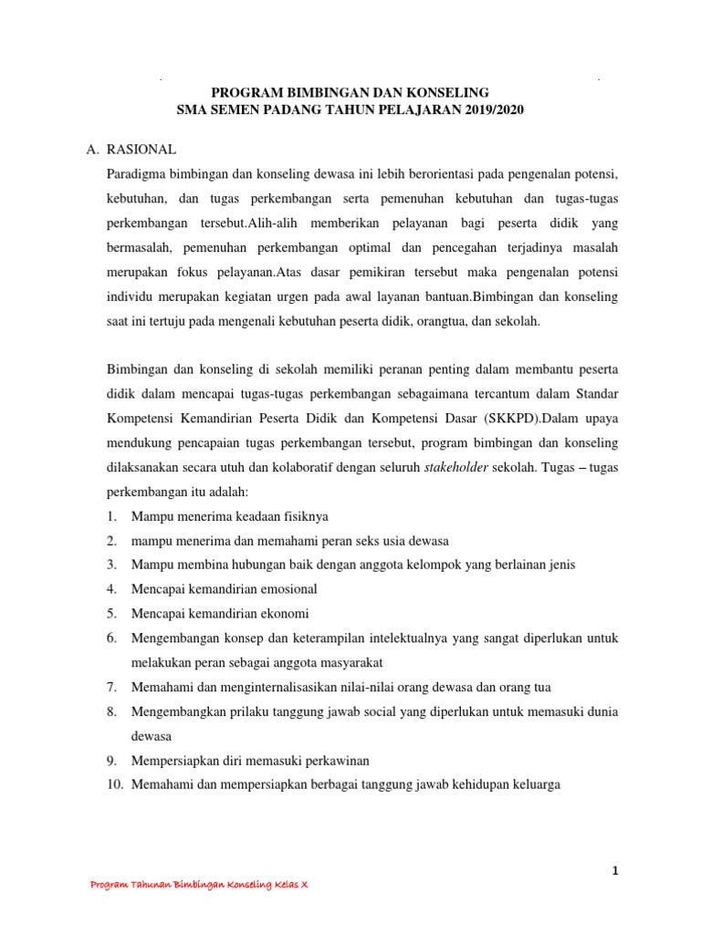 Program BK Kelas X | PDF