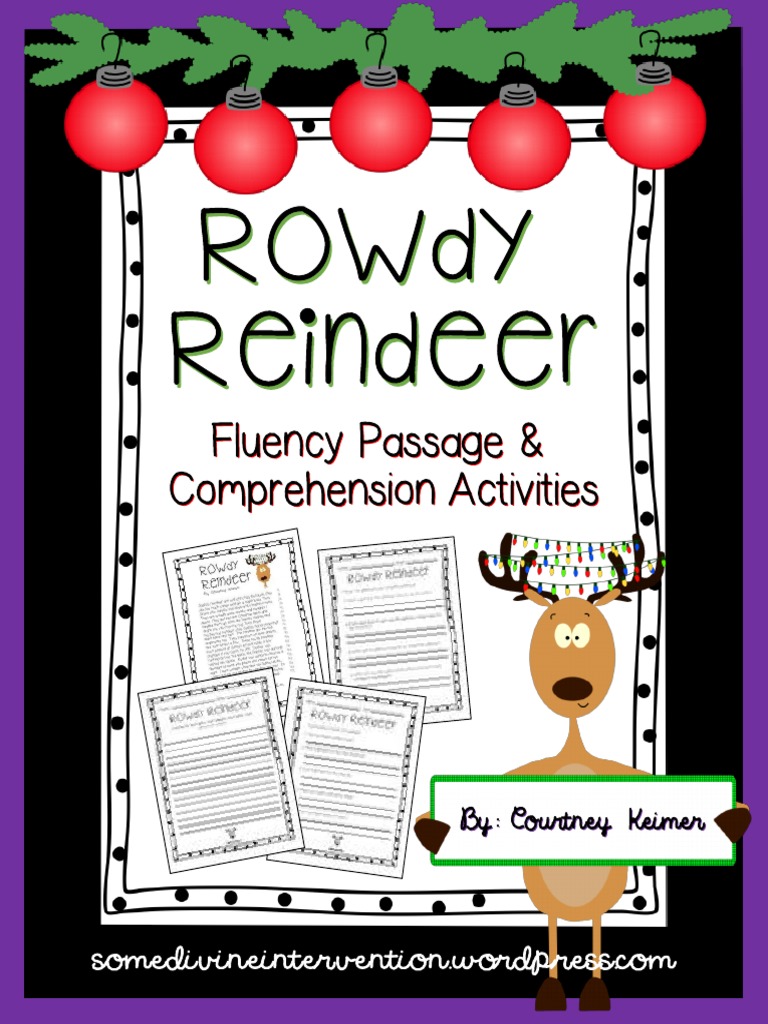 Rowdy Reindeer Christmas Fluency Passage Comprehension Activities | PDF ...