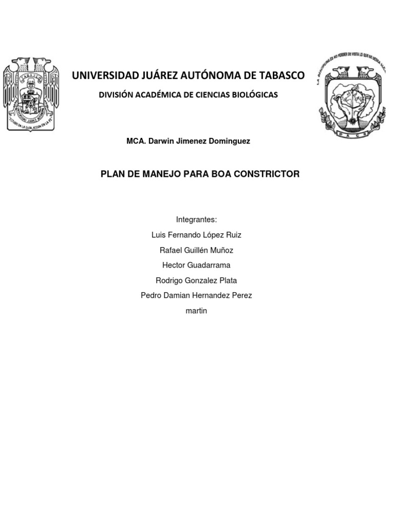 Manejo De La Boa Constrictor Pdf Organismos Conservación