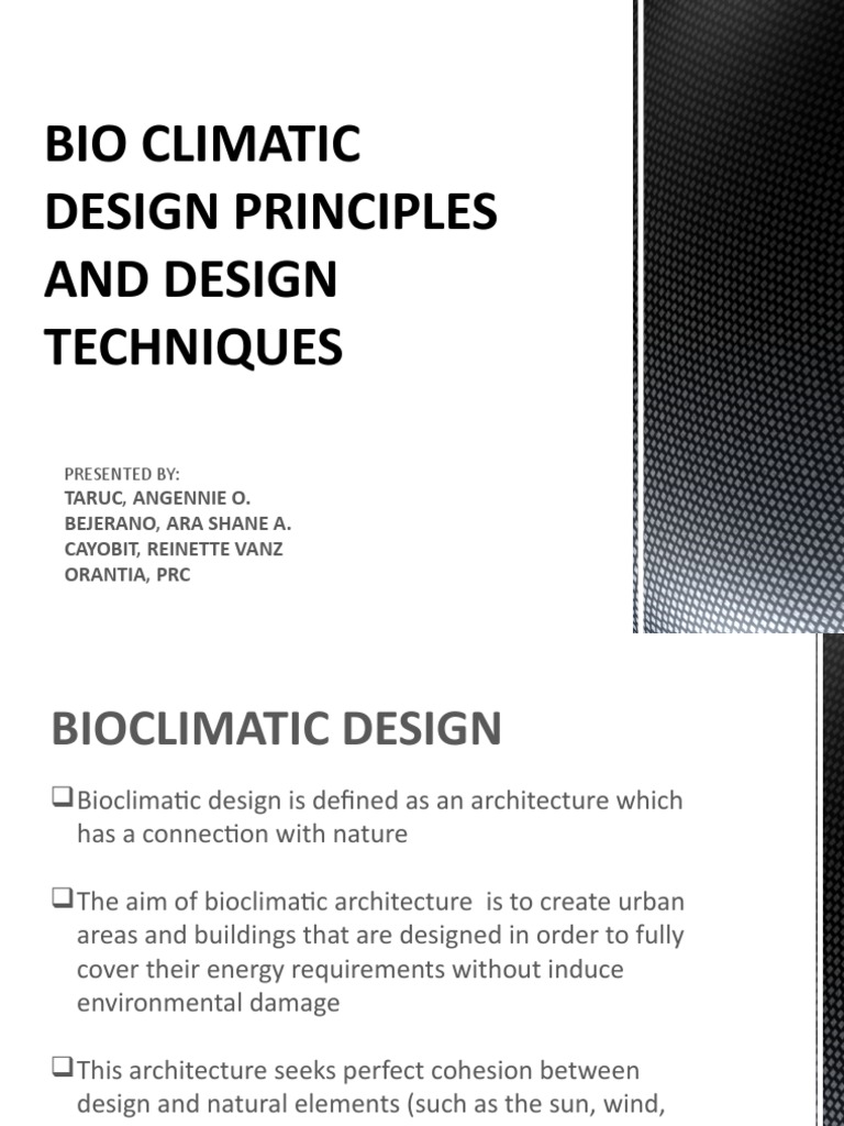 Bio Climatic Design Principles and Design Techniques | PDF | Green ...