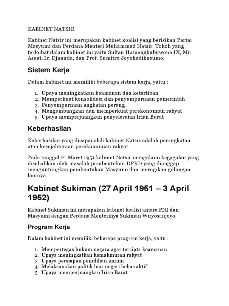 Kabinet Natsir Sejarah Pdf 