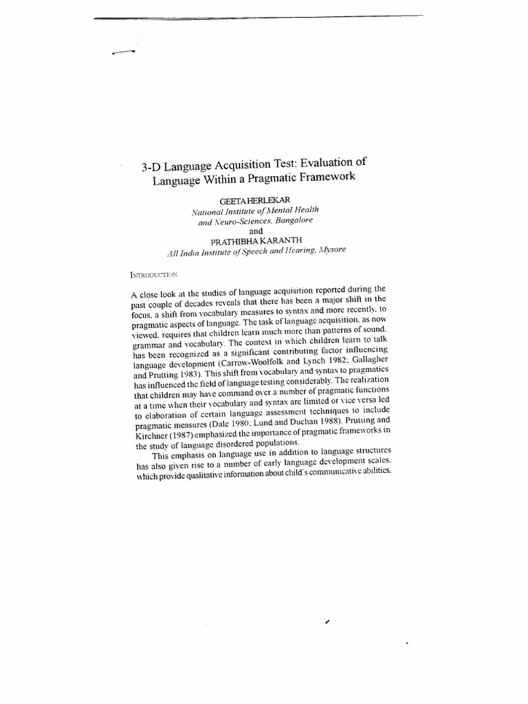 3-D Language Acquisition Test Evaluation PDF | PDF | Symbols ...