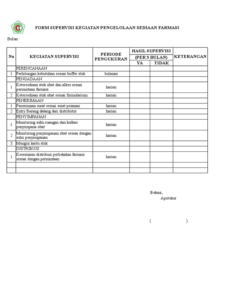 Form Ceklis Pengadaan | PDF