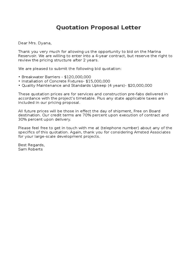 Quotation Proposal Letter | PDF