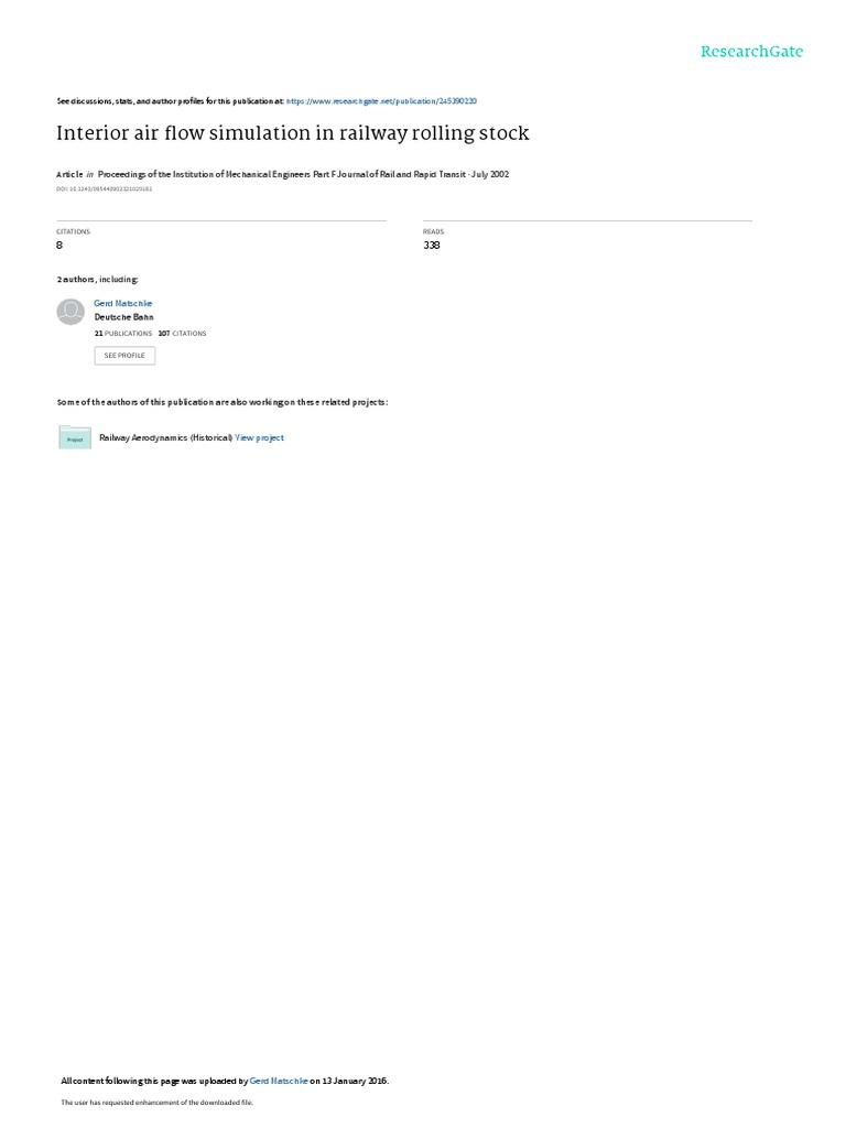 Interior Air Flow Simulation in Railway Rolling ST | PDF ...