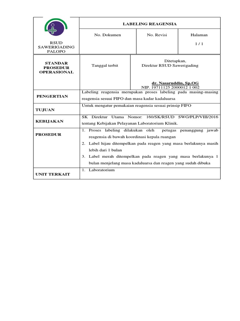 Labeling Reagensia | PDF