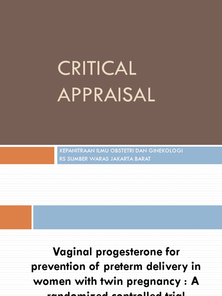 Critical Appraisal | PDF | Sains & Matematika