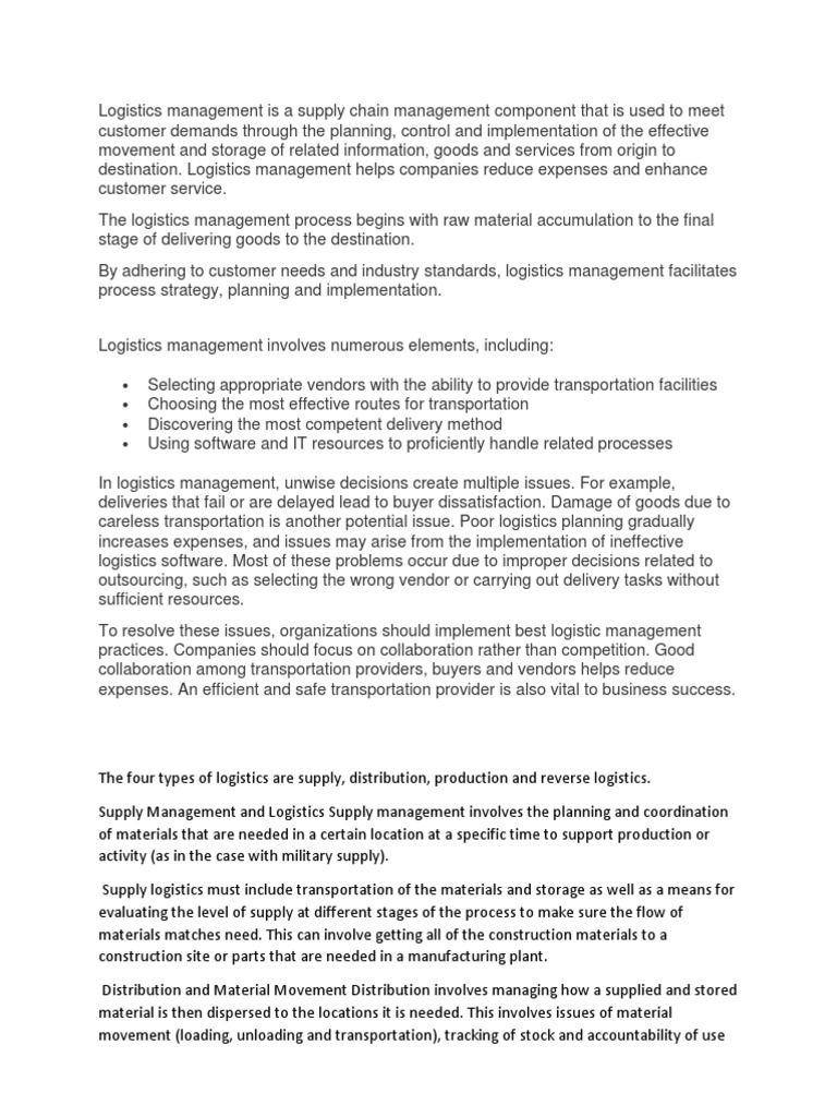 Logistics Management | PDF | Logistics | Warehouse