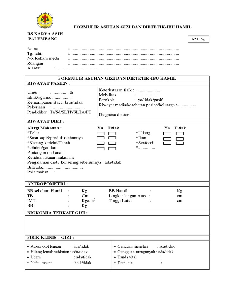 Form Asuhan Gizi Bumil | PDF | Kesehatan Holistik | Gaya Hidup