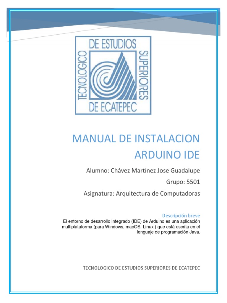 Instalacion de IDE Arduino-Chavez Martinez Jose | PDF | Entorno de desarrollo integrado | Arduino